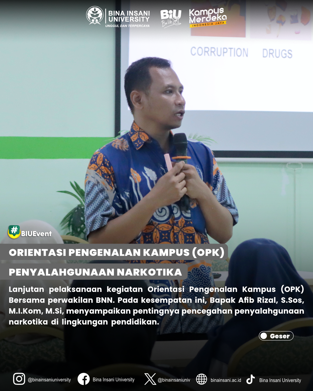 Stop Narkoba, Selamatkan Generasi Muda – Universitas Bina Insani