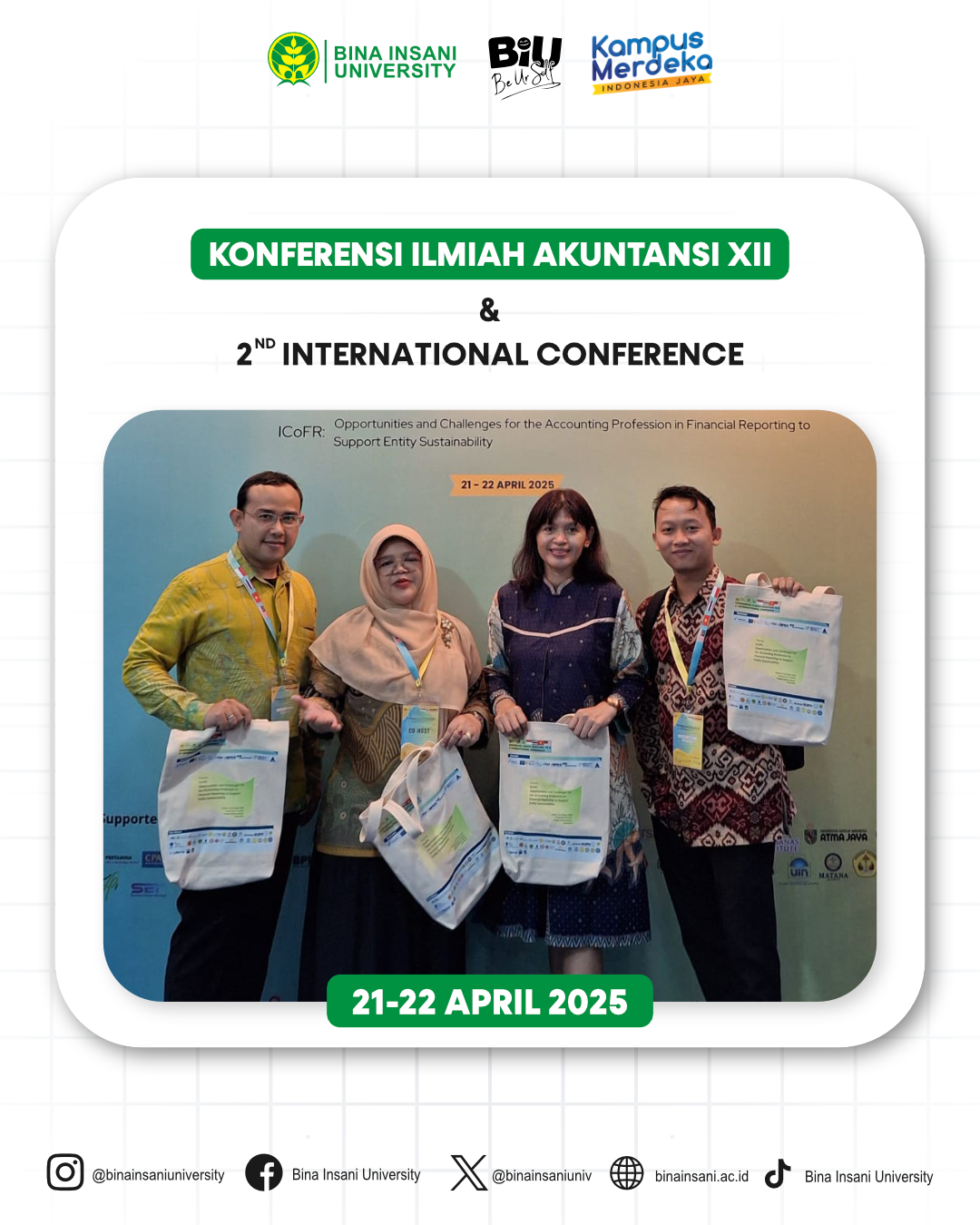 Kolaborasi Universitas Bina Insani di Konferensi Akuntansi XII & International Conference ...