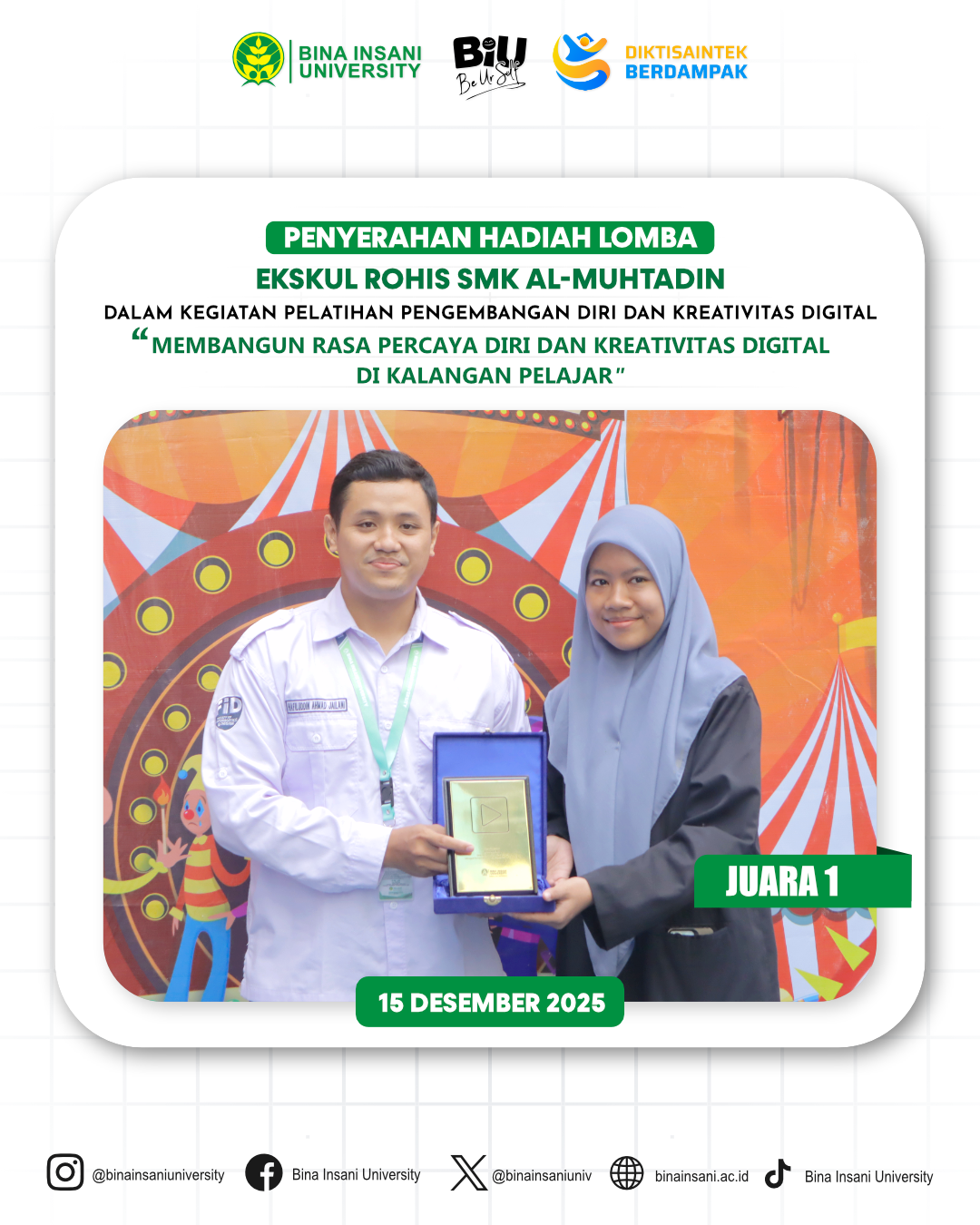 Bina Insani University Serahkan Hadiah kepada Rohis SMK Al-Muhtadin ...