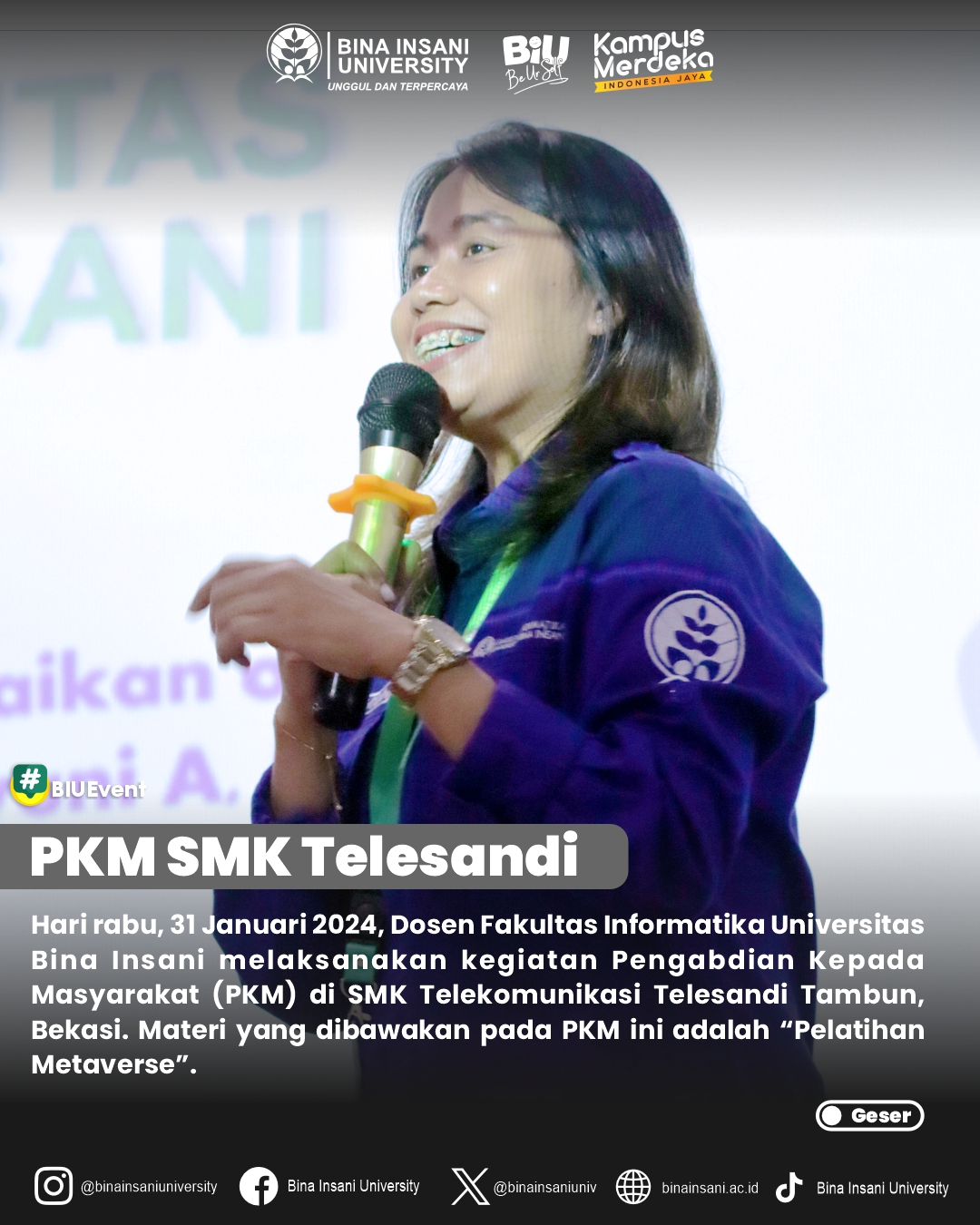 PKM SMK Telekomunikasi Telesandi – Universitas Bina Insani