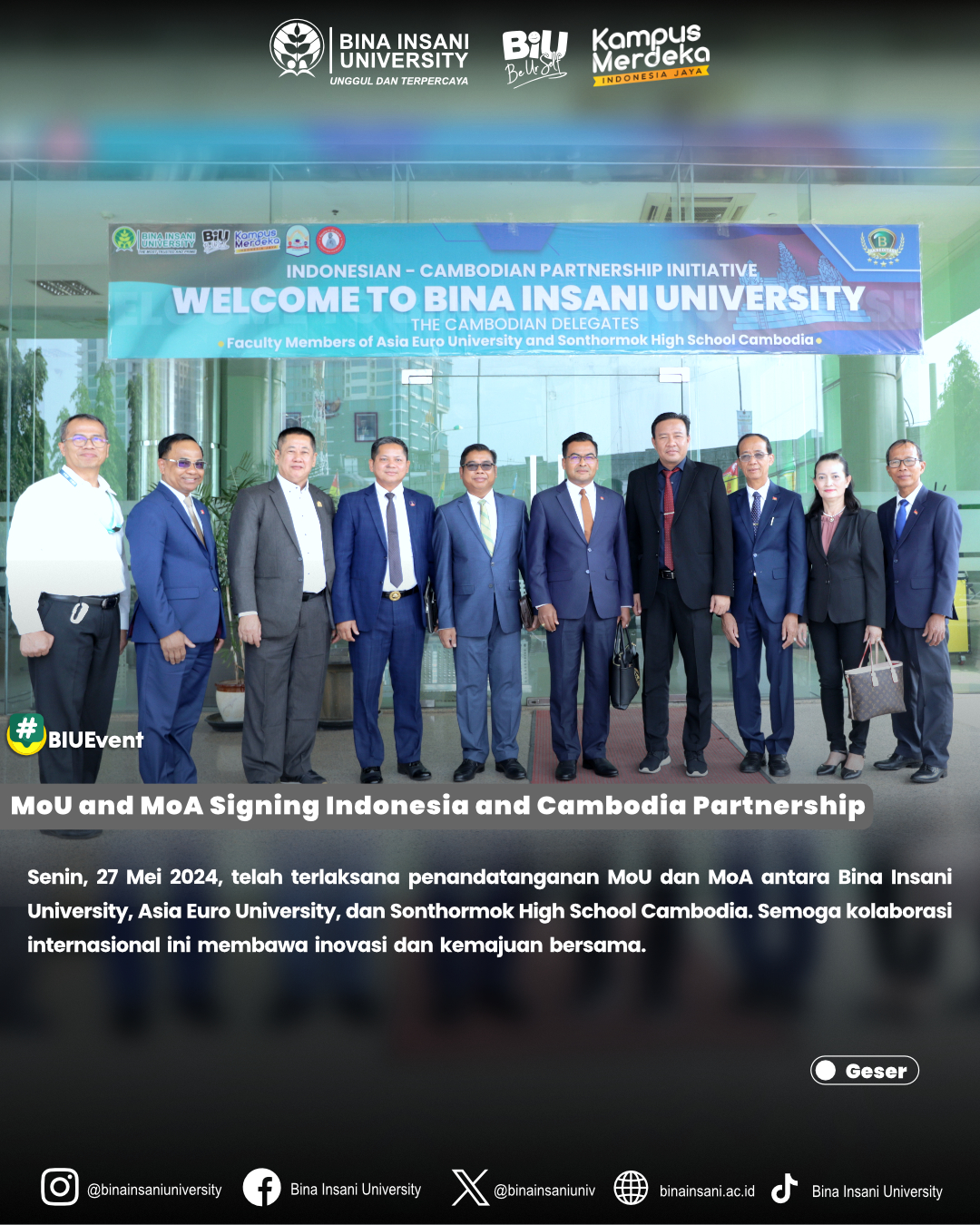 MoU and MoA Signing Indonesia-Cambodia Partnership – Universitas Bina ...
